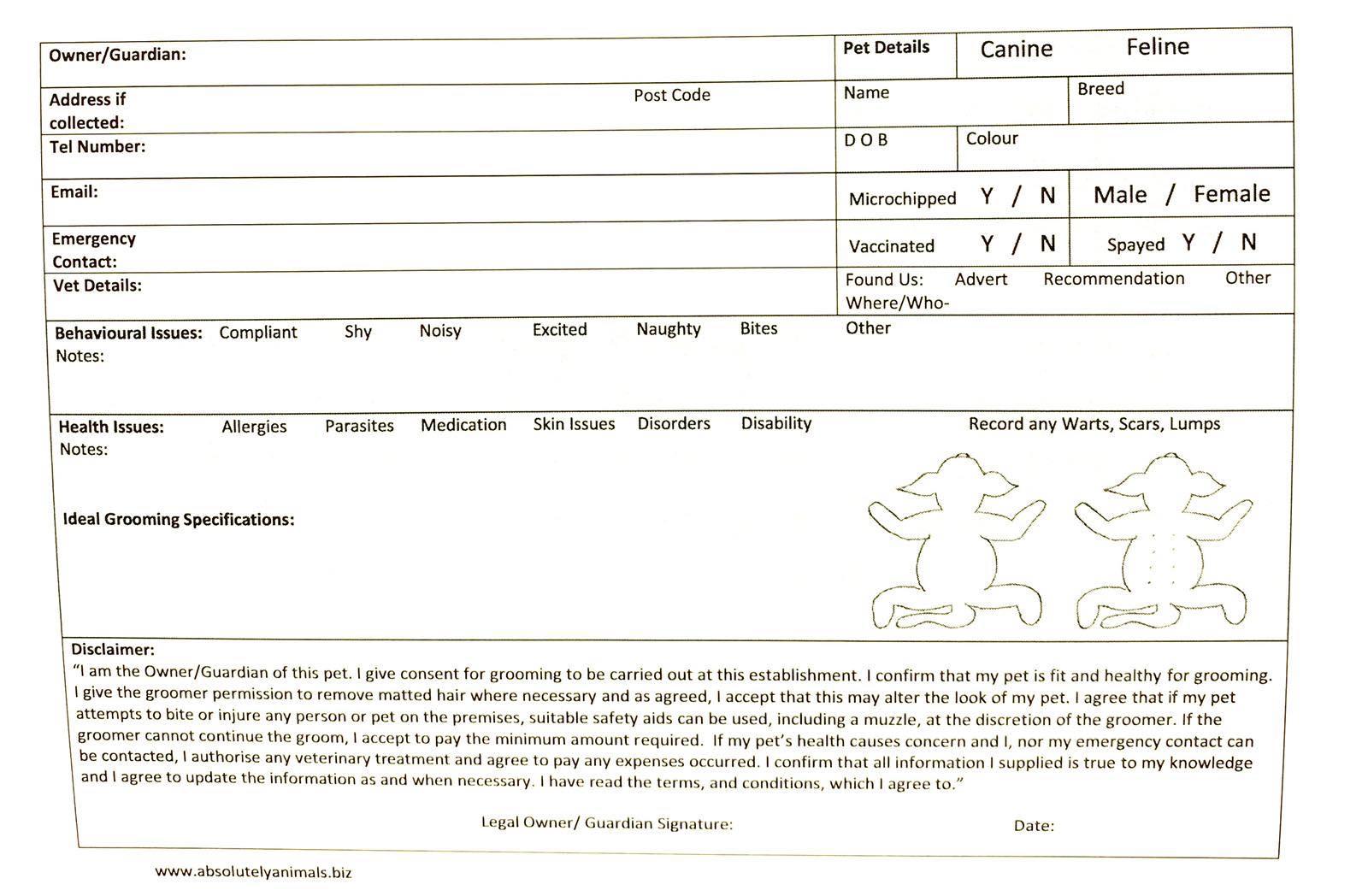 Record Cards - Absolutely Animals Ltd